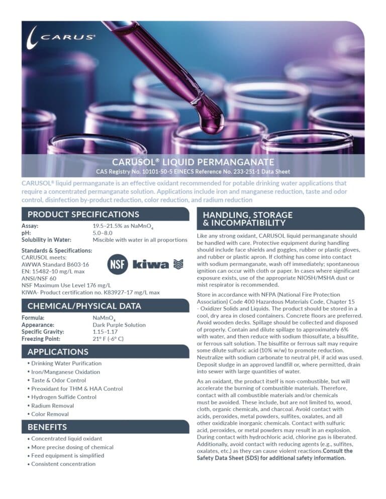 CARUSOL - Liquid Permanganate for Water Treatment | Carus